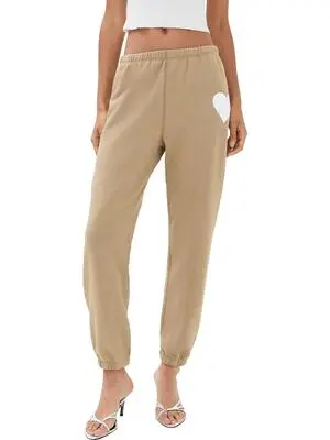 Sprwmn Heart Fleece Sweatpants - Latte