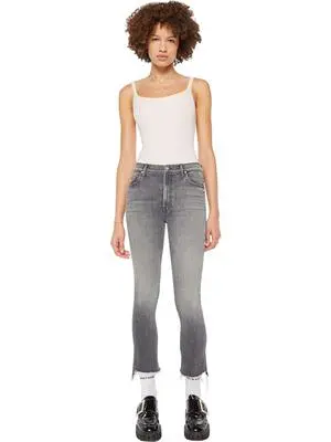 MOTHER The Insider Crop Step Fray Jeans - Grey