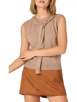 Astr The Label Scarf Tie Sleeveless Sweater - Natural