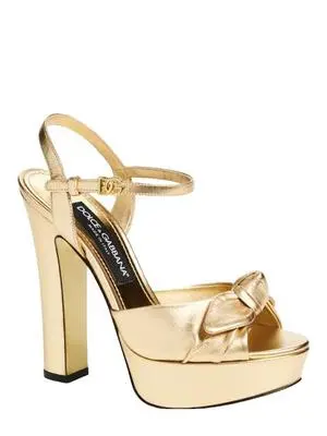 Dolce & Gabbana Bianca Bow Platform Sandal - 8h945 Oro