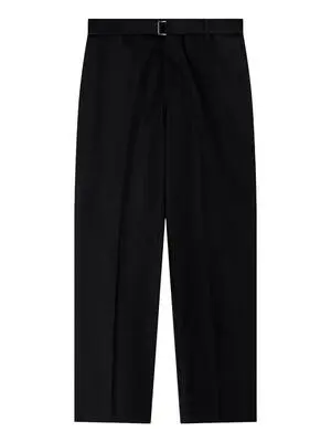 Emporio Armani Belted Flat-front Trousers - Black