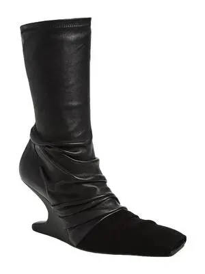 Rick Owens Cantilever Mixed Media Boots - Black/black