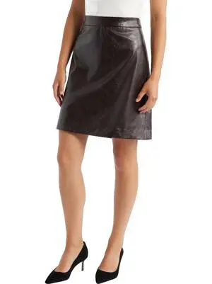 Anne Klein A-line Faux Leather Skirt - Deep Mahogany