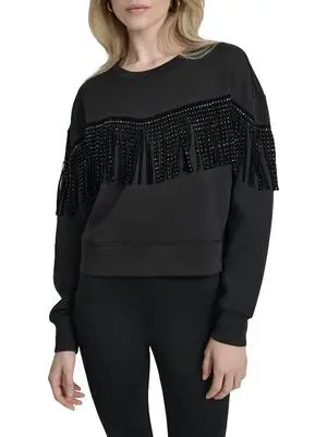 DKNY Studded Fringe Pullover