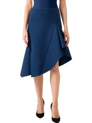 Akris Asymmetric Techno Neoprene Skirt - Denim Blue