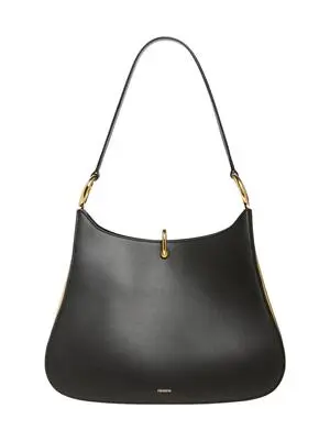 Rabanne Ring Leather Hobo Shoulder Bag - Black/gold