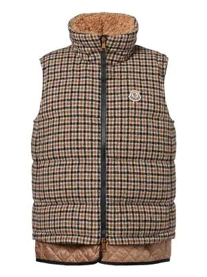Moncler Touvet Checked Wool-Blend Down Vest Neutrals