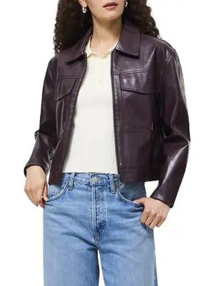 French Connection Kayleigh Faux Leather Bomber Jacket - 60-bordeaux Red