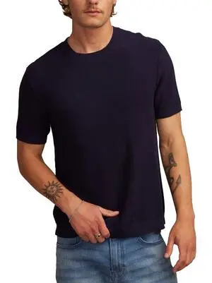 Lucky Brand Ribbed Short Sleeve Sweater - Eclipse