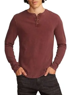 Lucky Brand Weekend Long Sleeve Slubbed Henley - Vineyard Wine