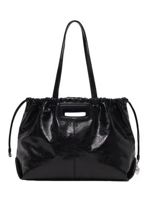 Maje Crackled Leather Milpli Tote Bag - Black