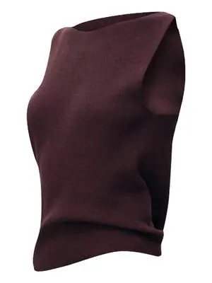 Mango Fine Rib Sweater Tank - Chocolate