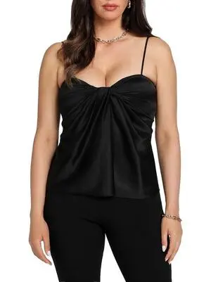 MARCIANO Aretha Drape Satin Camisole - Jet Black