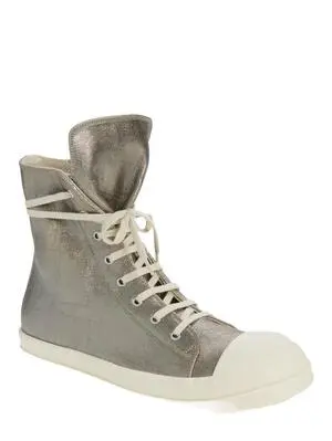 Rick Owens Foiled Denim High-top Sneakers - Palladium/milk/milk