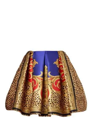 Versace Pleated Printed Satin Miniskirt - Multicoloured