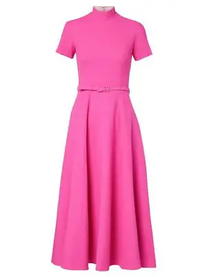 EMILIA WICKSTEAD Camilla Belted Wool Midi Dress - Pink
