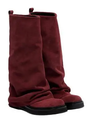Attico Robin Suede Knee-high Boots - Burgundy