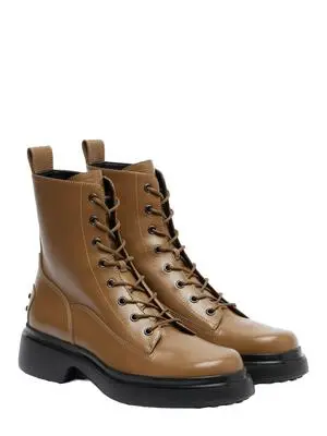TOD'S Leather Combat Boots - Brown