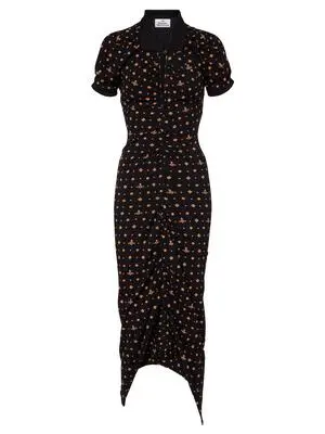 VIVIENNE WESTWOOD Pulling Draped Cotton Midi Dress - Black