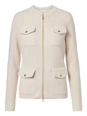 Moncler Padded Virgin Wool Cardigan - Beige