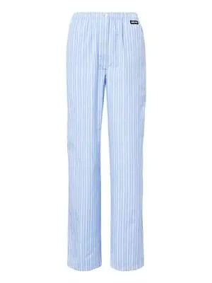 Miu Miu Striped Cotton Poplin Wide-leg Pants - Multicoloured