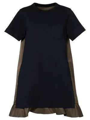 Sacai Jersey And Twill Minidress - Black