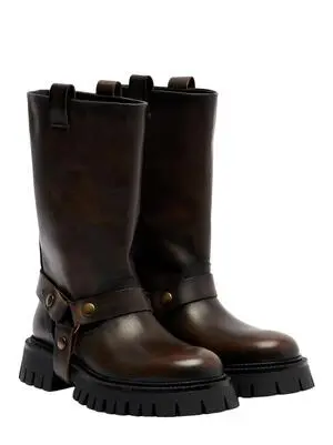 GOLDEN GOOSE Kurt Leather Biker Boots - Brown