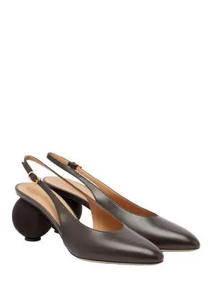 FERRAGAMO Tessie 70 Leather Slingback Pumps - Brown