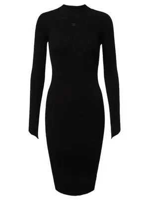 COURREGES Courrèges Ribbed-knit Jersey Mini Dress - Black