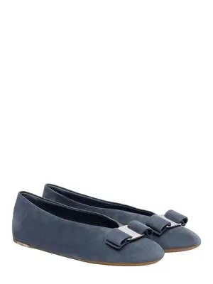 FERRAGAMO Vanna Bow-Detail Ballet Flats Blue