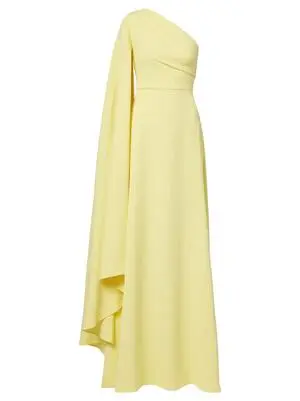 Solace London Yazmin Asymmetric Caped Gown - Yellow