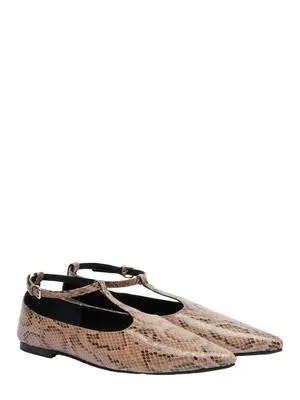 A.emery Ward Snake-effect Leather Mary Jane Flats - Beige