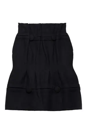 Prada Chevron Wool Midi Skirt Navy
