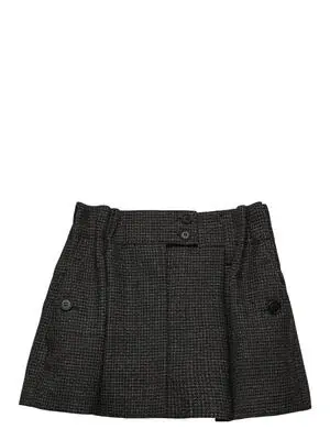 Prada Gingham Check Mouliné Wool Miniskirt - Black