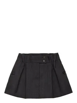 Prada Chevron Wool Mini Skirt Anthracite Gray
