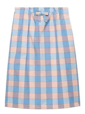 Prada Checked Poplin Midi-Skirt Alabaster Pink