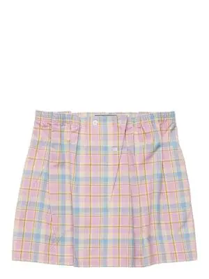 Prada Checked Cotton Miniskirt Pink