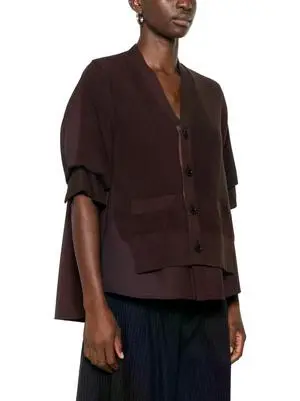 Sacai Button-front Layered Cardigan - Brown