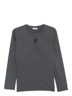 Sandro Embroidered Long-sleeve T-shirt - Grey