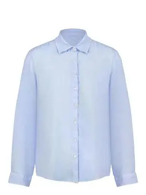 120% Lino Long-sleeves Button-up Shirt - Blue