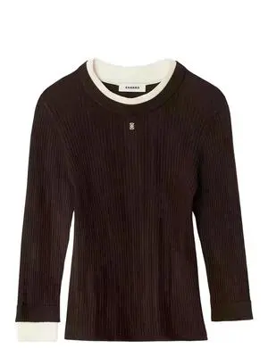 Sandro Ribbed Round-neck Top - Brown