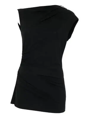 Brunello Cucinelli Asymmetric Draped Top - Black