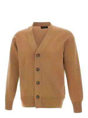 GRAN SASSO V-neck Ribbed-edge Cardigan - Brown