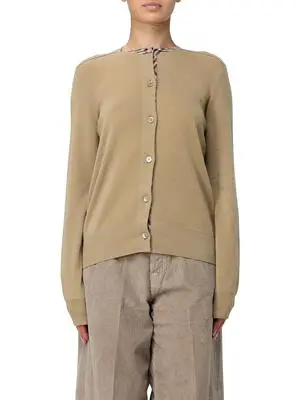 Burberry Round Neck Button-up Sweater - Beige