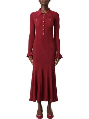 SELF-PORTRAIT Midi Dress - Burgundy