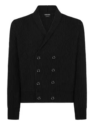 TOM FORD Wool-silk Double-breasted Cardigan - Black