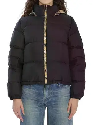 Burberry Puffer Jacket With Concealed Hood - Black