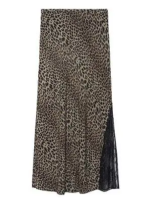 Zadig&Voltaire Leopard-print Woven Midi Skirt - Leaves
