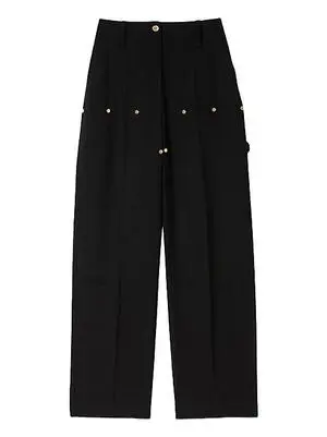 Sandro High-rise Wool-blend Trousers - Black