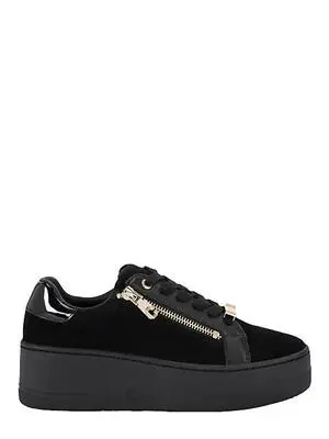 Carvela Connected Zip Suede Low-top Flatform Trainers - Black